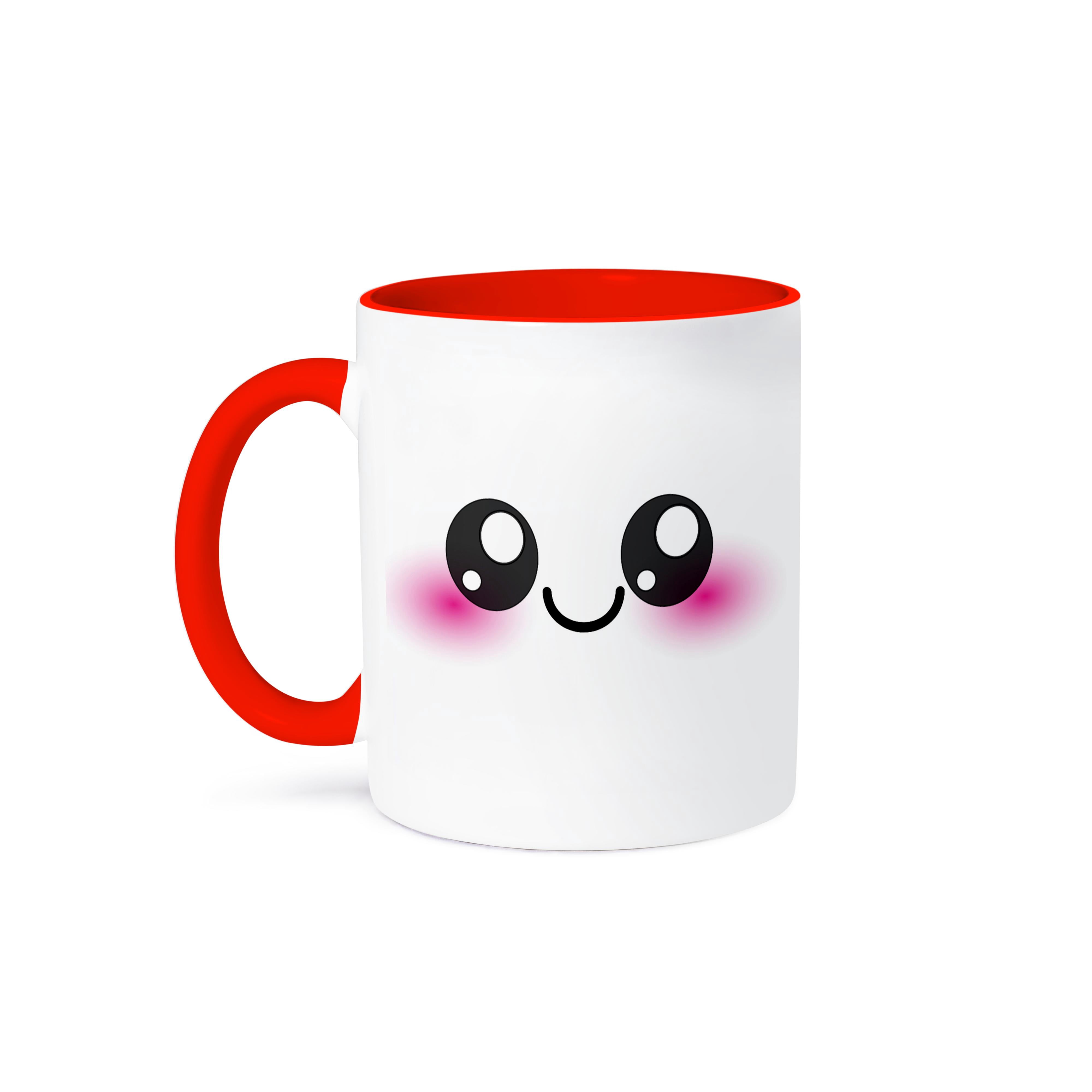 3dRose, White Kawaii smiling Square - Adorable and Cute Cartoon Smiling ...