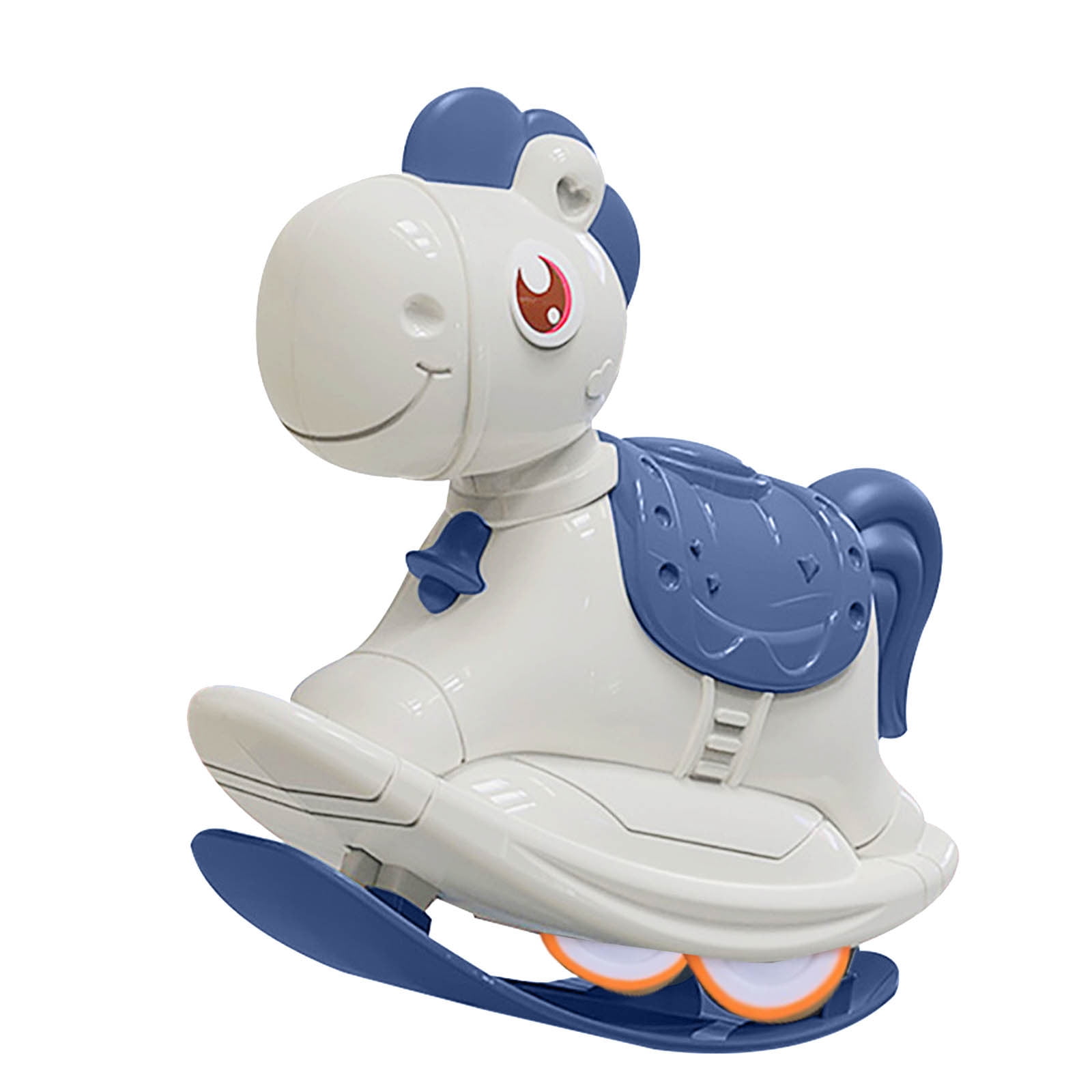 White Kids Pressing Sliding Animal Toy Spring Activated Horse Roller ...