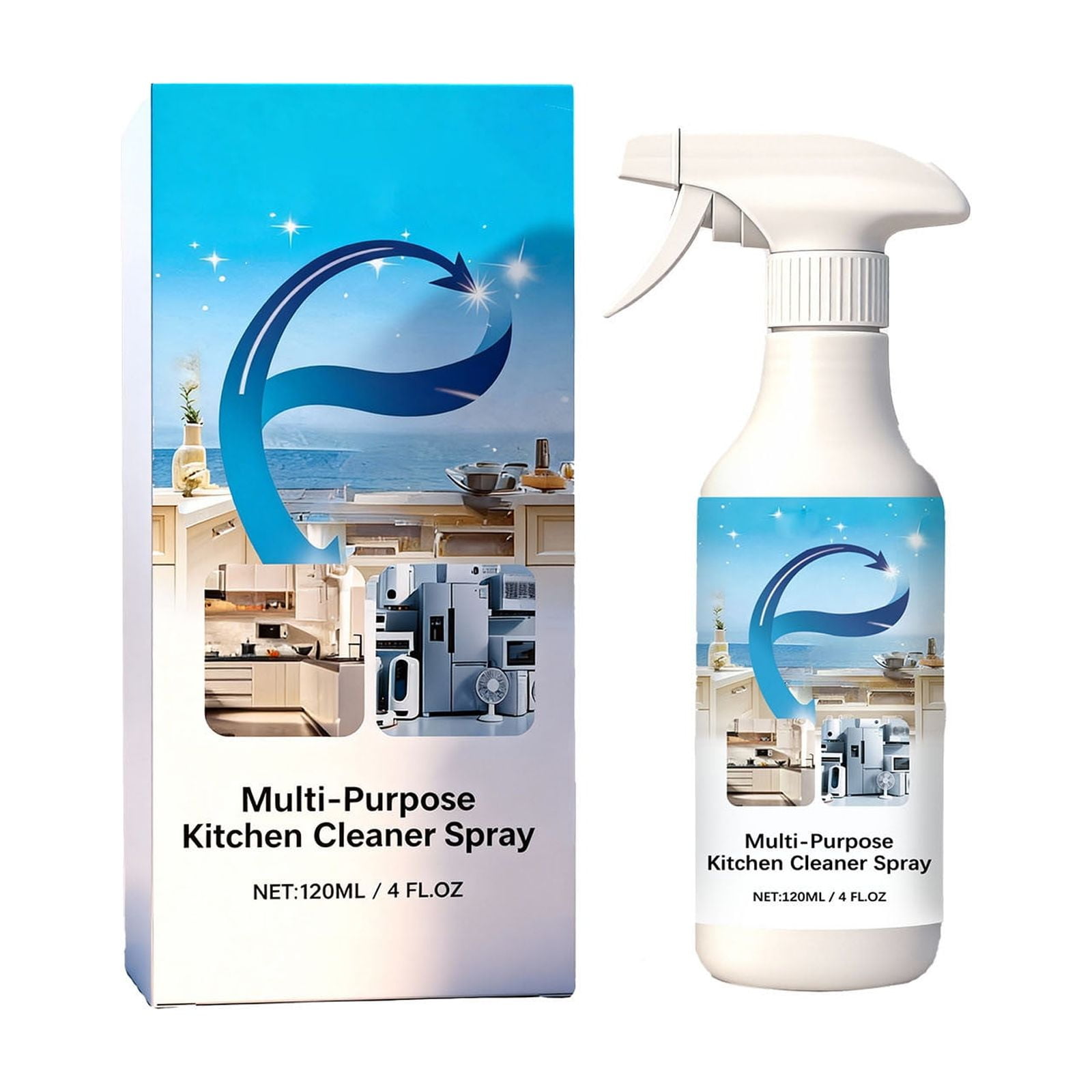 White Kitchen Cleaner Spray 120Ml Multi Purpose Degreaser Daily Use For ...