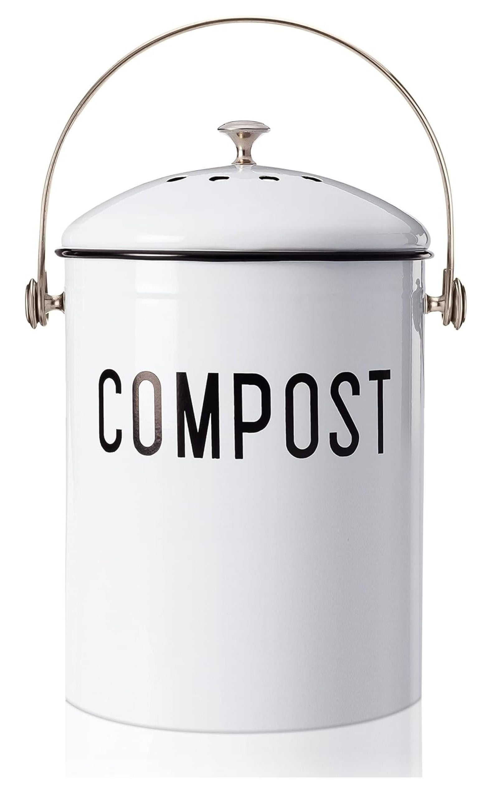 White Kitchen Compost Bin Plus 2 Non-Smell Filters, 1.3 Gallon ...