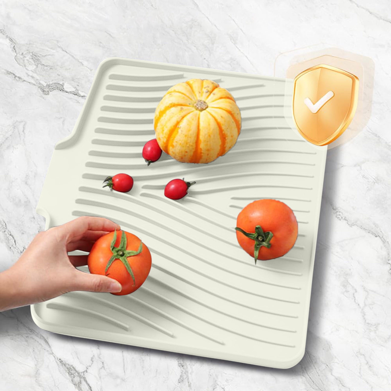 White Kitchen Countertop Silicone Dish Drying Mat - Upgrade Extra Large ...