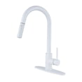 White Kitchen Faucet, Single Handle, 2 Water Mode 360 Degree Swivel Pre ...