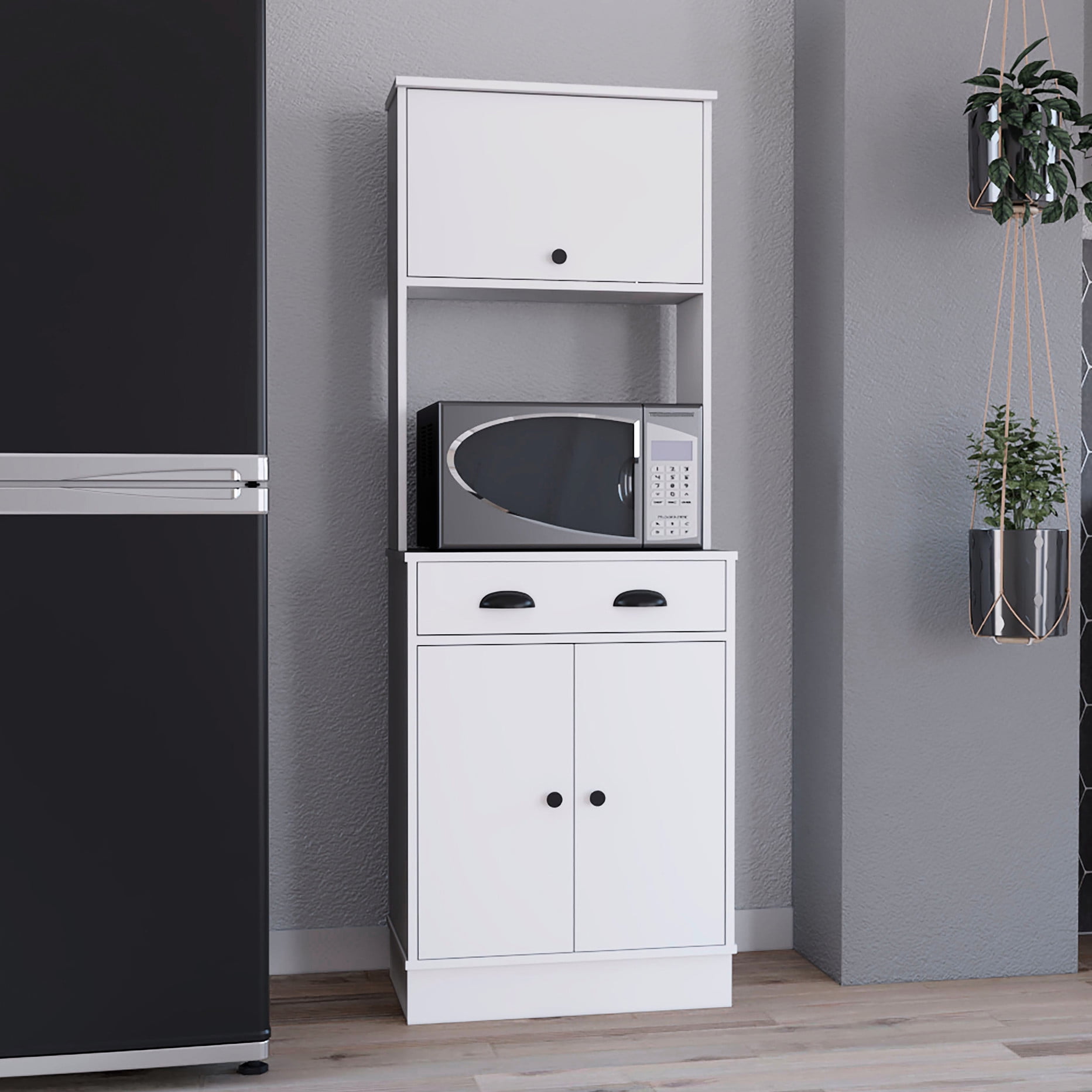 White 2-Cabinet Pantry for Kitchen | Store Utensils, Dinnerware and ...