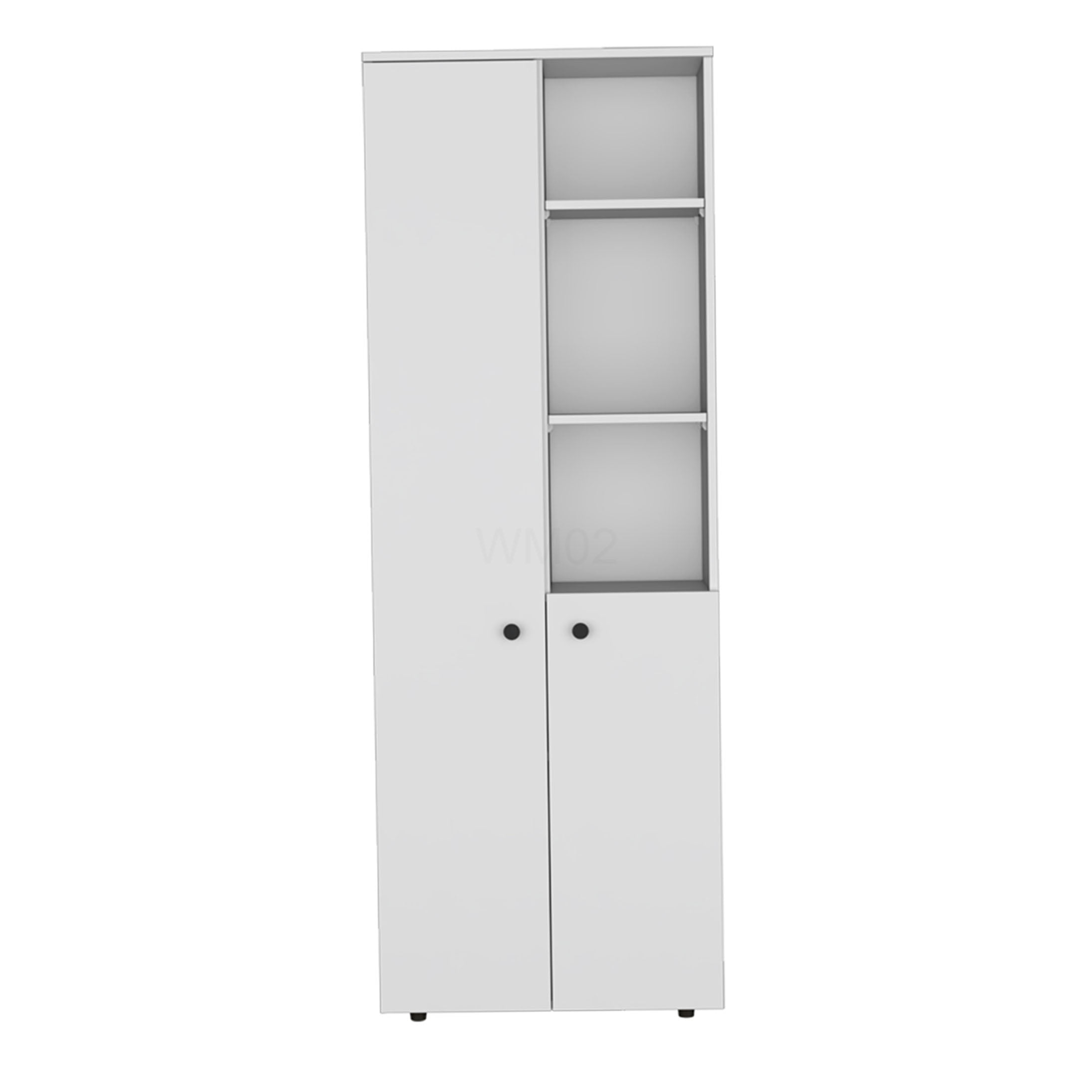 White Kitchen Storage Cabinet with Adjustable Shelves, Freestanding ...