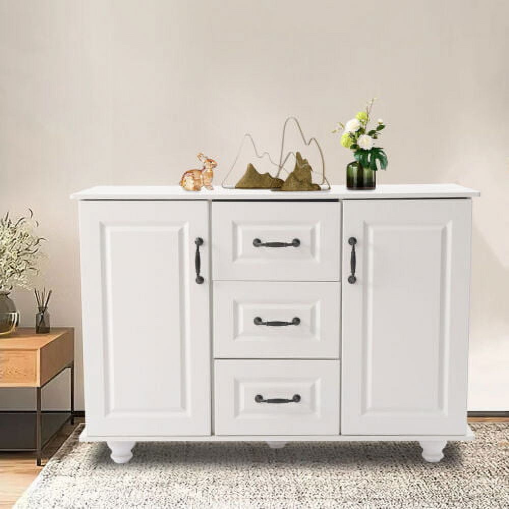 White Kitchen Storage Cabinet Wooden 3 Drawers 2 Door Cupboard Free ...