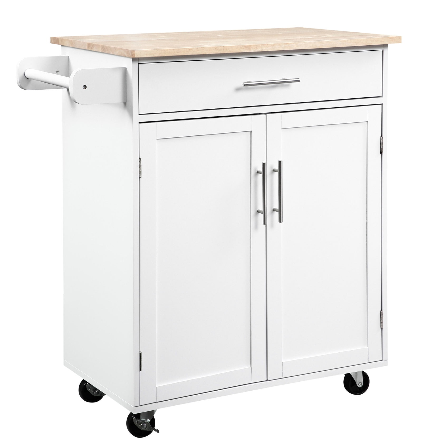 White Kitchen Trolley with Two - layer Storage Cabinet / Keep Kitchen ...