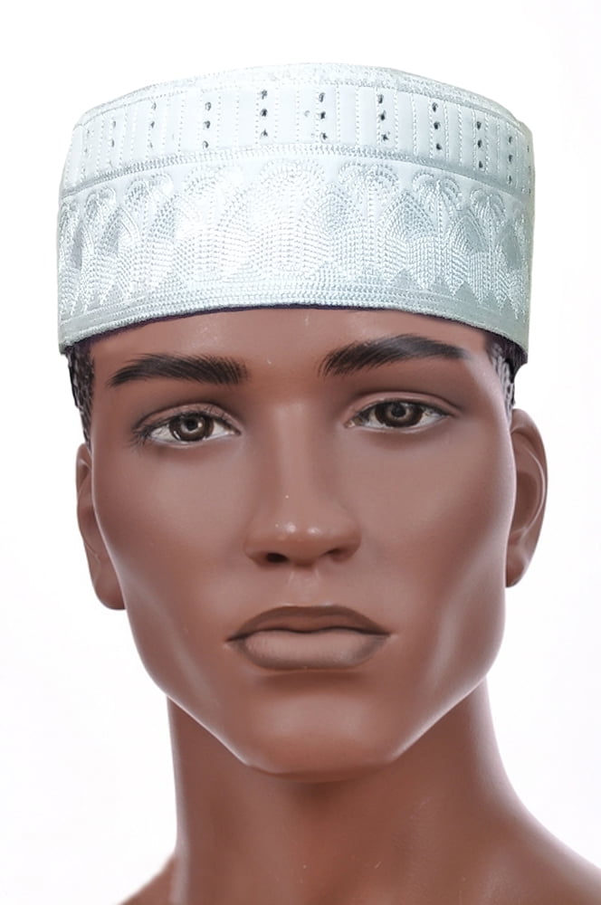 White Kofia Hat African Embroidered Kufi Cap - Walmart.com
