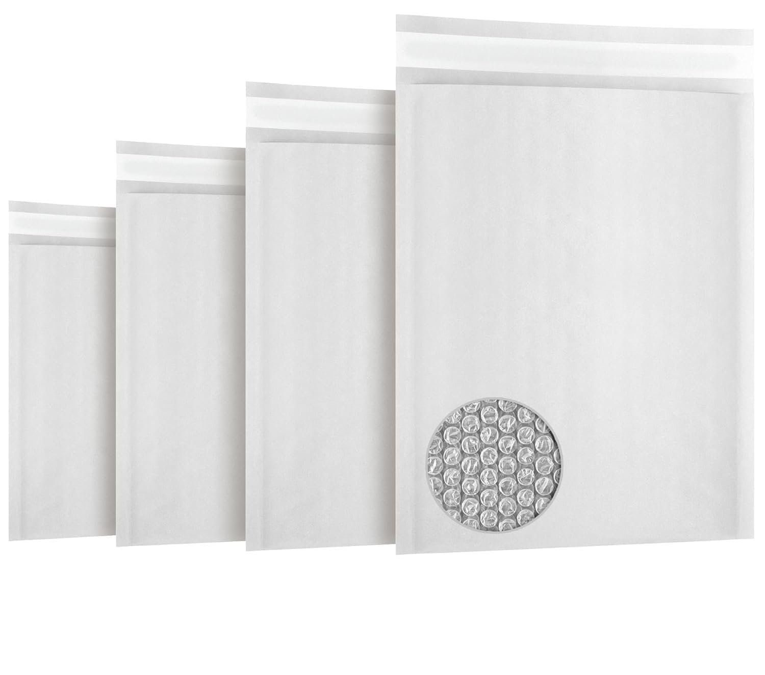 White Kraft Bubble Mailer Envelopes, 10.5 x 15 Inches. 200 Pack Mail ...