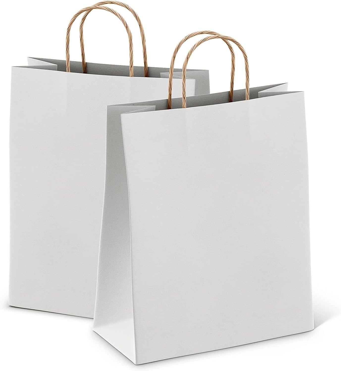 White Kraft Paper Bags with Handles Bulk, 5.25 x 3.75 x 8 Inch. Pack of ...
