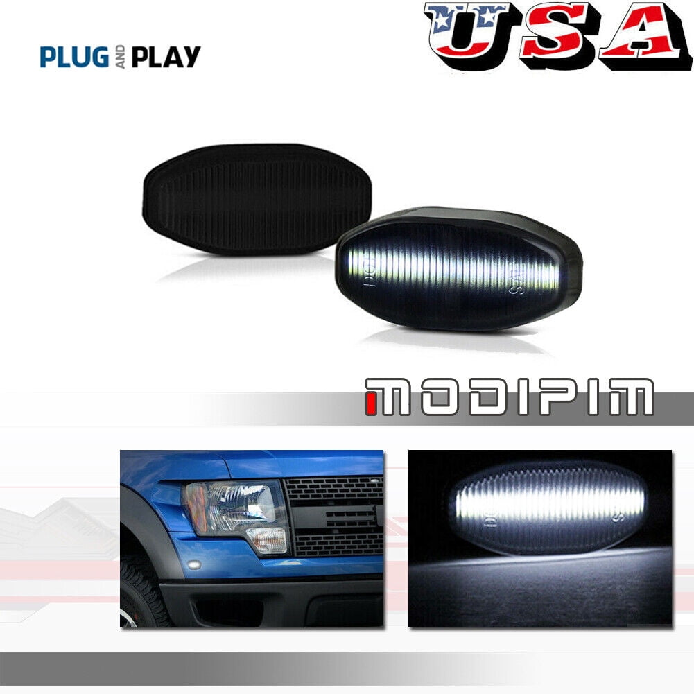 White LED "SMOKED "front fender light marking light is suitable for 10 ...