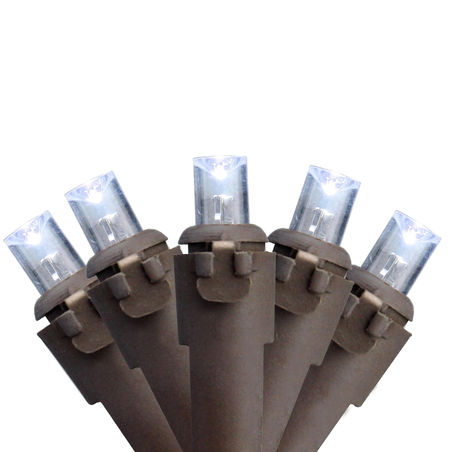 White LED Wide Angle Christmas Lights - Brown Wire - Walmart.com