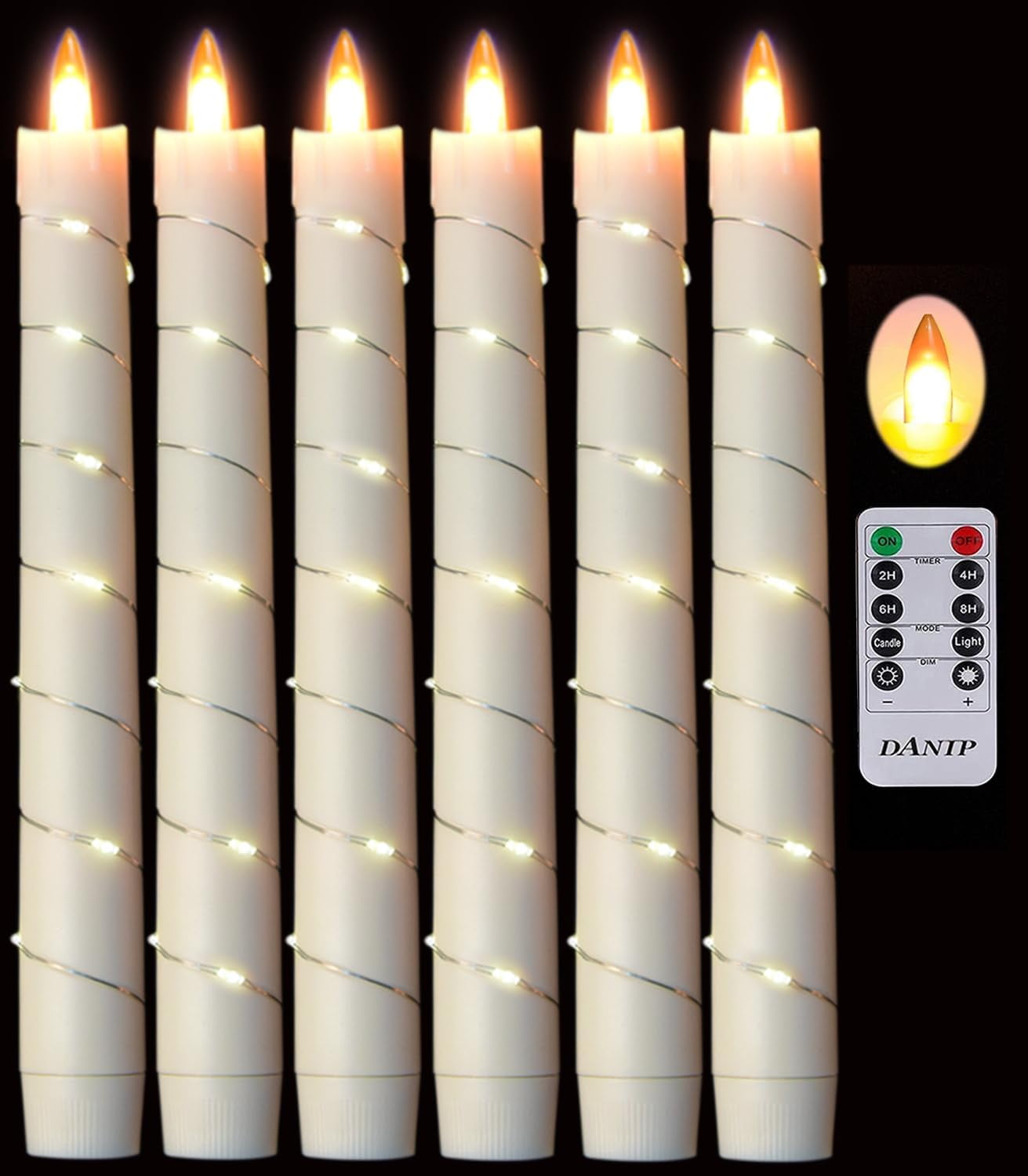 White LED flameless Candle with Embedded Star Light String, Three Piece ...