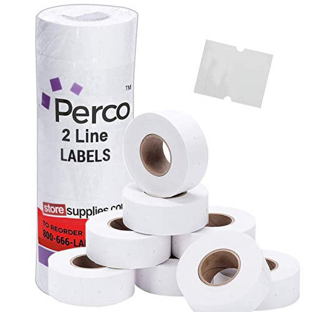 Perco White Pricing Sticker Labels - 2 Line Labeler Gun Compatible, 1 ...