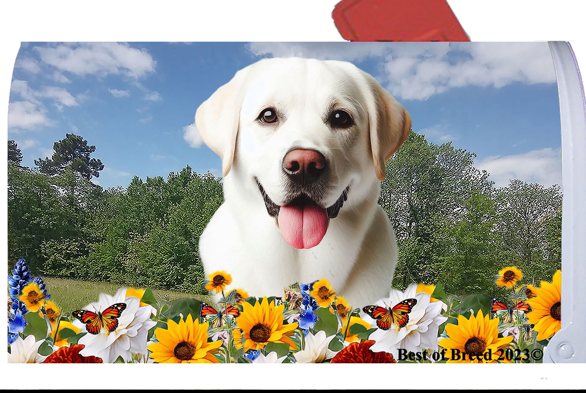 White Labrador - Best of Breed Summer Flowers Mailbox Cover Hi-Grade ...