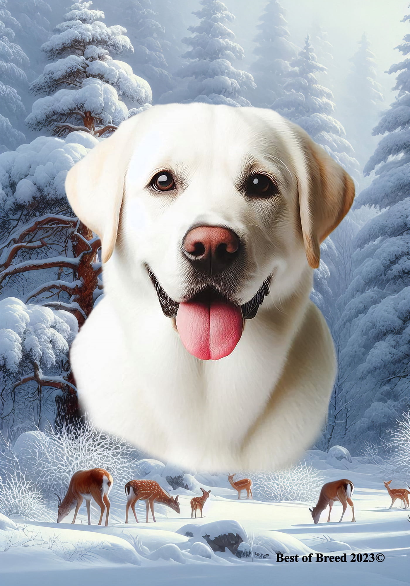 White Labrador - Best of Breed Winter Wonderland Garden Flag 12" x 17 ...