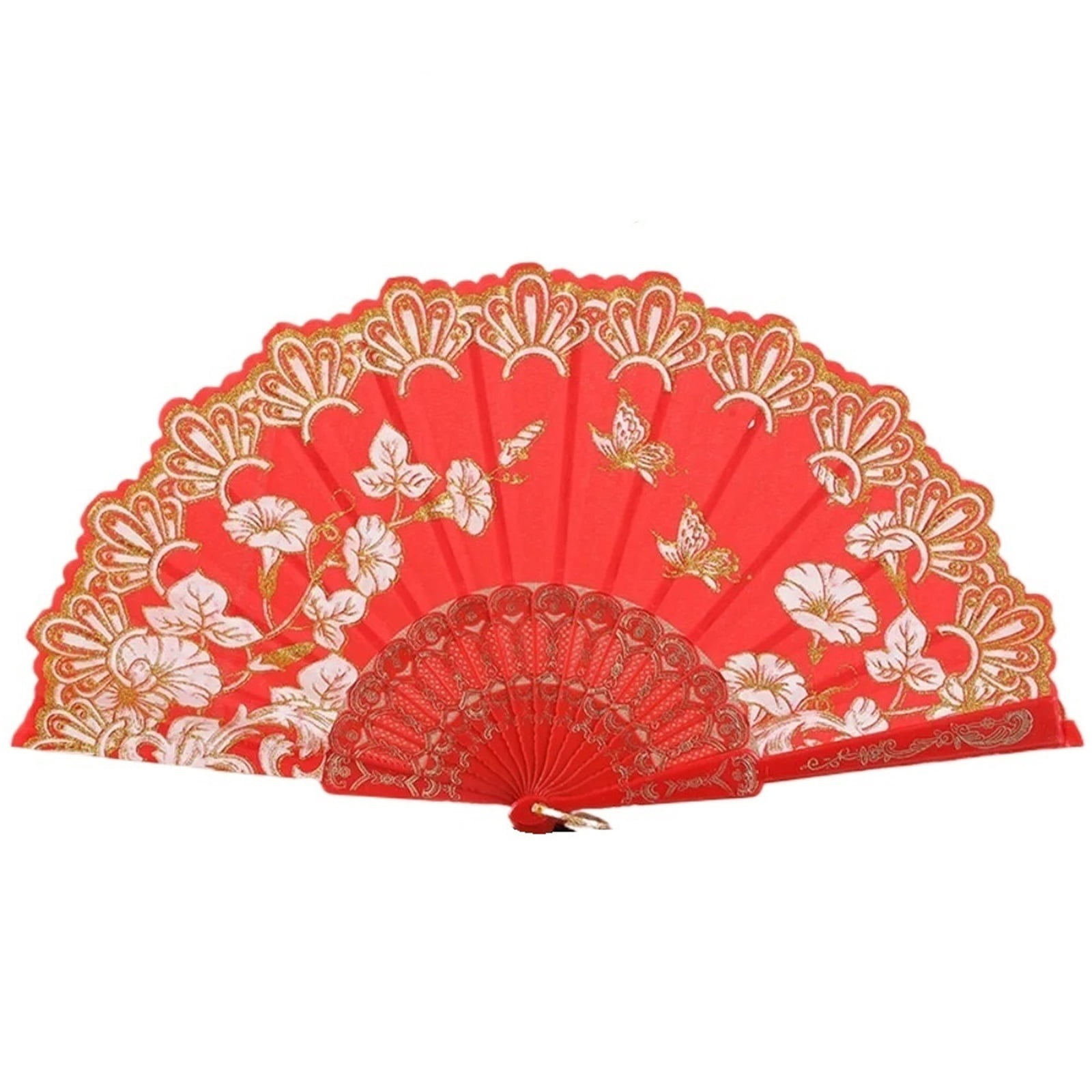 White Lace Hand Fan Retro Court Style Handheld Lace Folding Fan Plastic ...