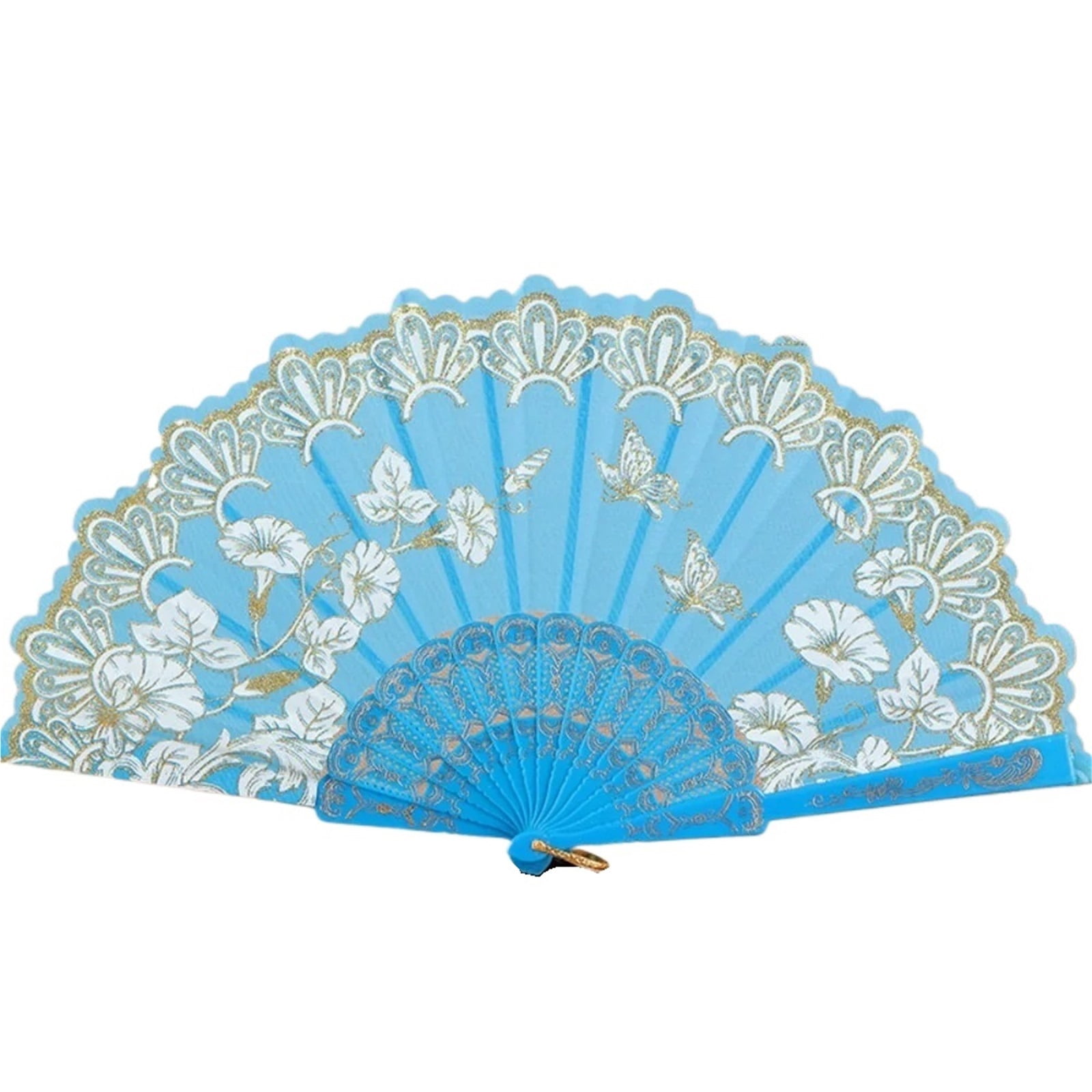 White Lace Hand Fan Retro Court Style Handheld Lace Folding Fan Plastic ...