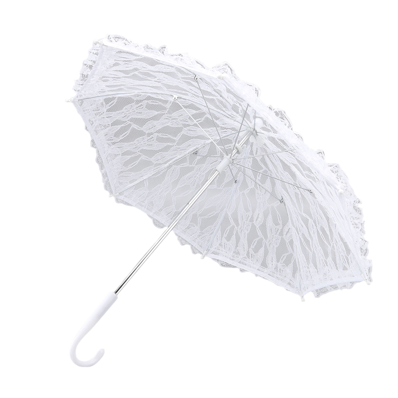 White Lace Parasol Umbrella J Handle Elegant Appearance Bridal Lace ...