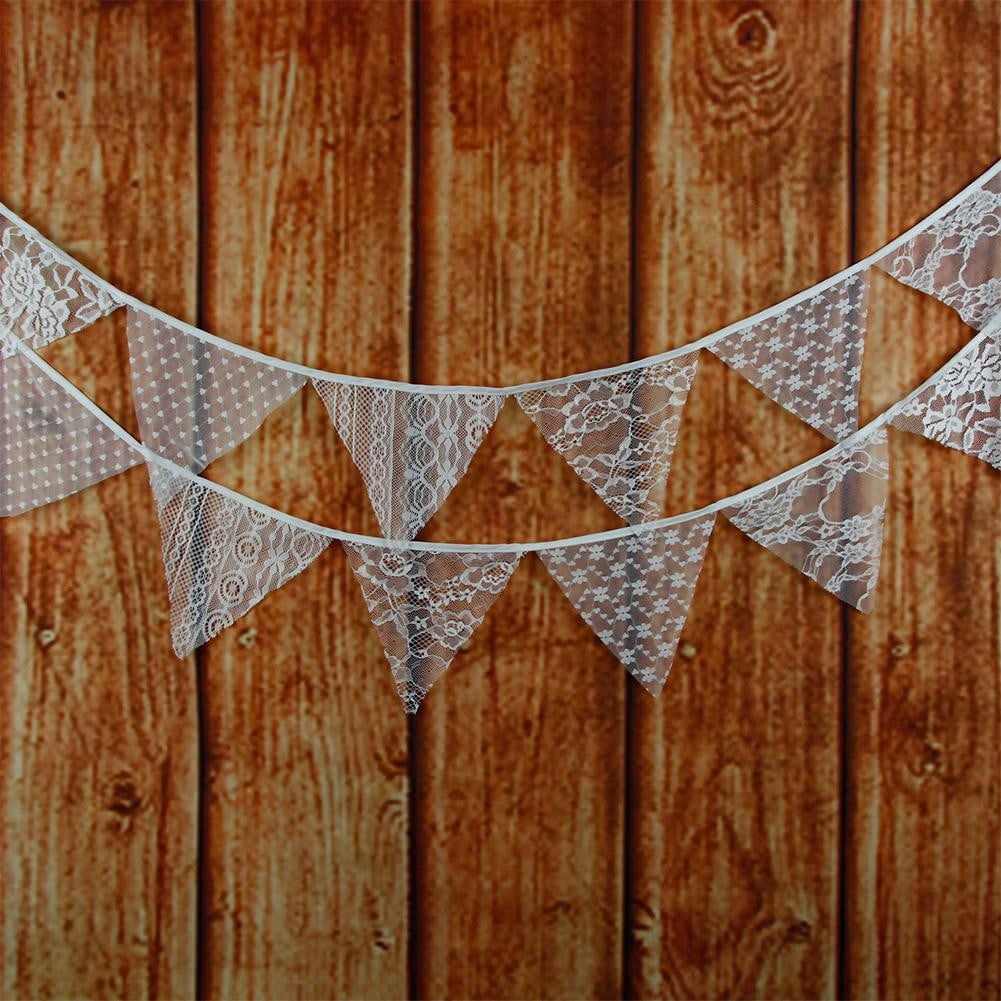 White Lace Pennant 12 Flags Wall Hanging Wedding Hanging Banners ...