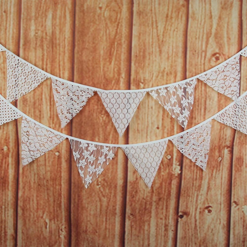 White Lace Pennant Flags 12 Flags Wall Hanging for Wedding Party and ...
