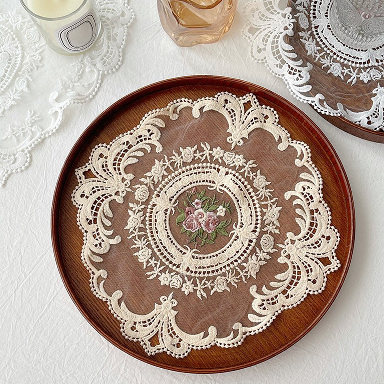 White Lace Table Mat, White Lace Placemats, Decorations for Home Table ...