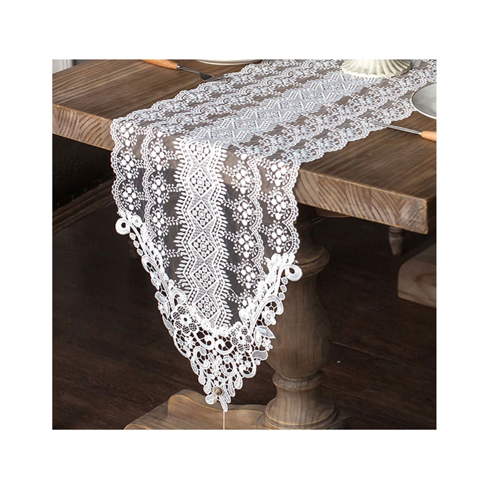 White Lace Table Runner, Exquisite Macrame Table Runner For Wedding ...