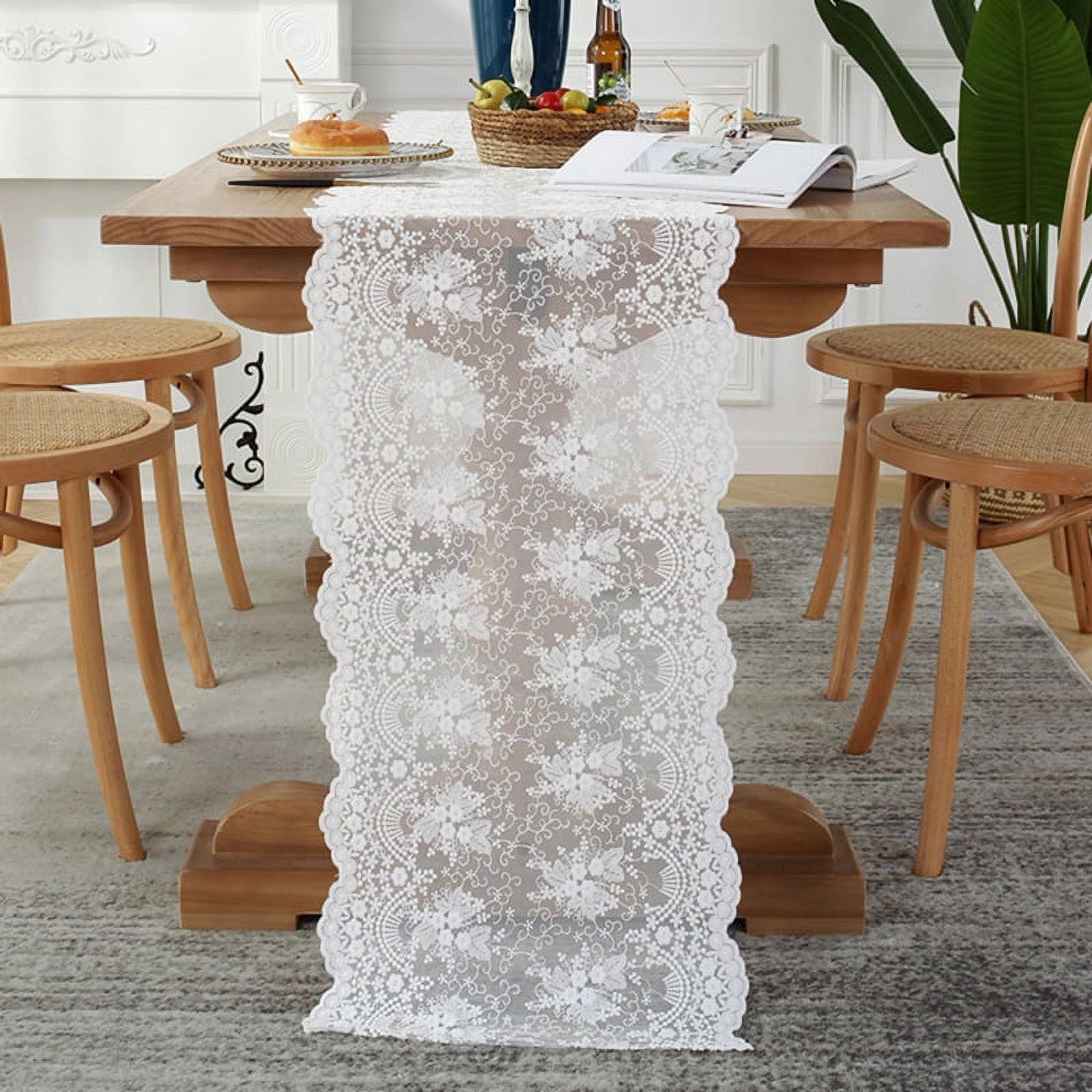 White Lace Table Runners for Wedding Bridal Shower Baby Shower Party ...