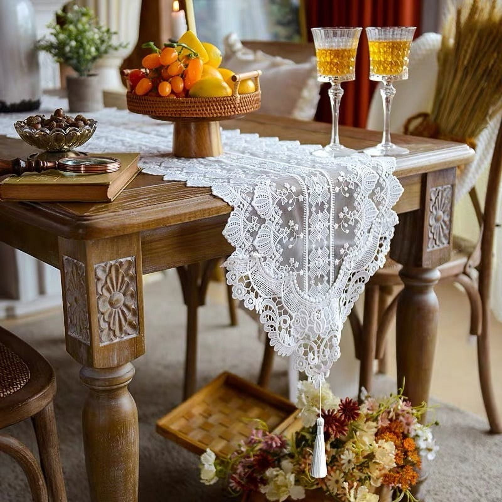 White Lace Table Runners for Wedding Bridal Shower Baby Shower Party ...