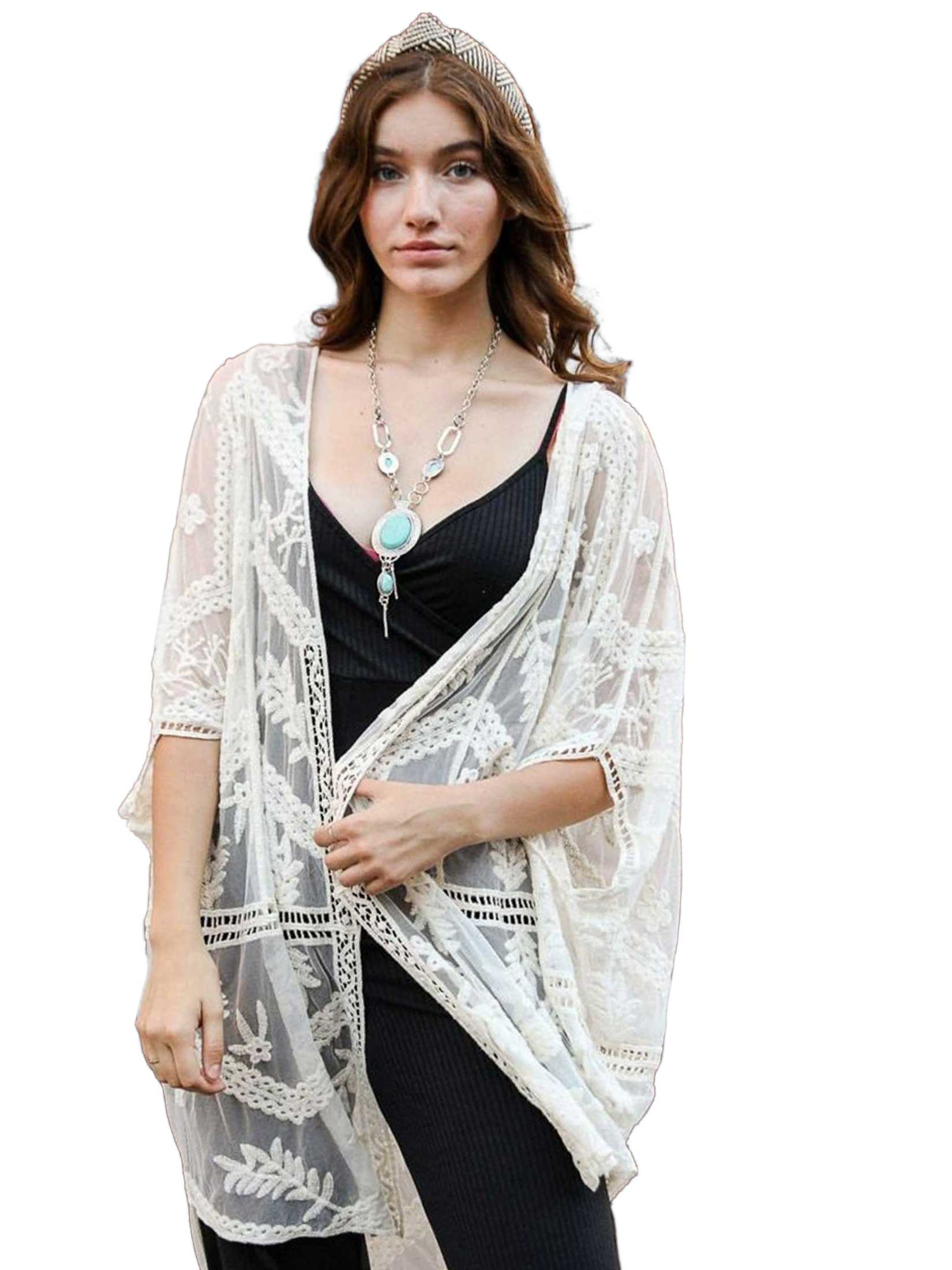 White Lace Tunic Women Transparent Bikini Cover-ups Sexy See Through ...