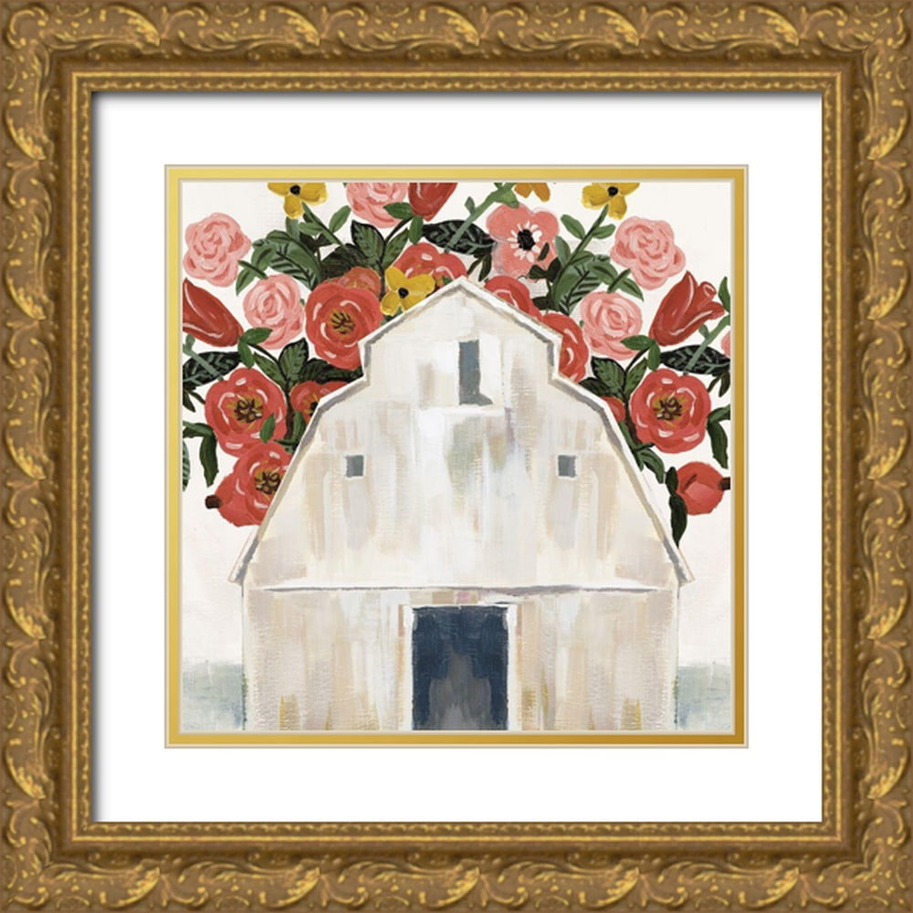 White Ladder 12x12 Gold Ornate Wood Framed with Double Matting Museum ...