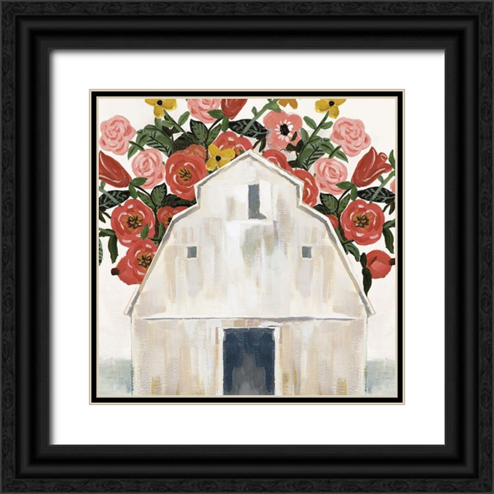 White Ladder 15x15 Black Ornate Wood Framed with Double Matting Museum ...