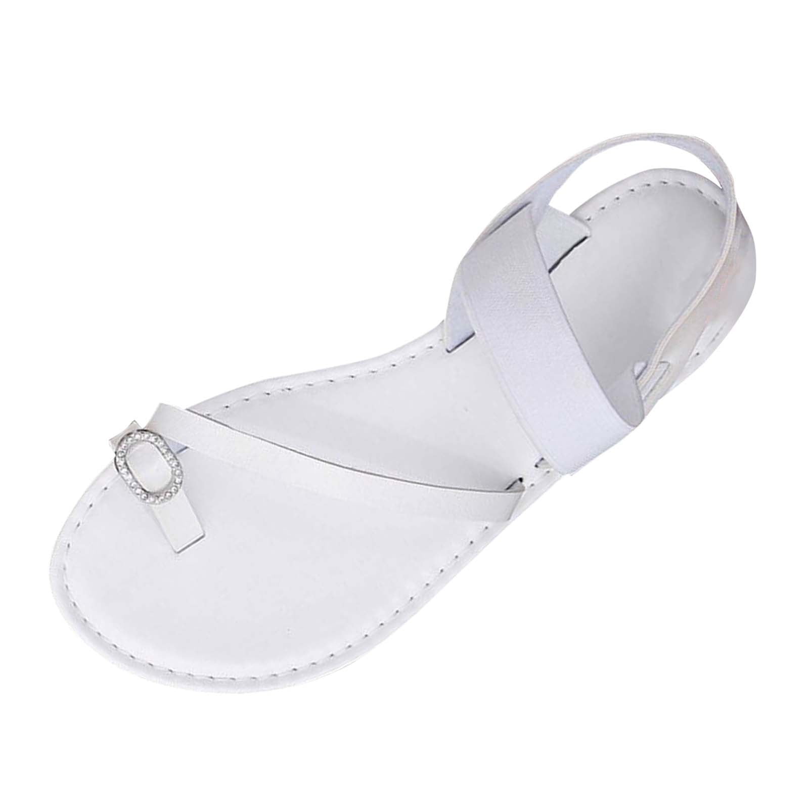 White Ladies Fashion Sandals With Roman Inspiration And Supportive Sole ...