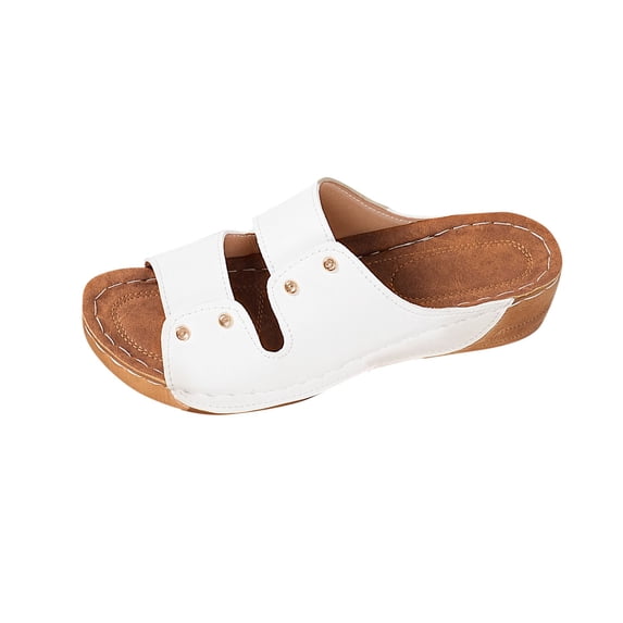 White Ladies I Shaped Thick Sole Slippers With Fish Mouth Design Great ...