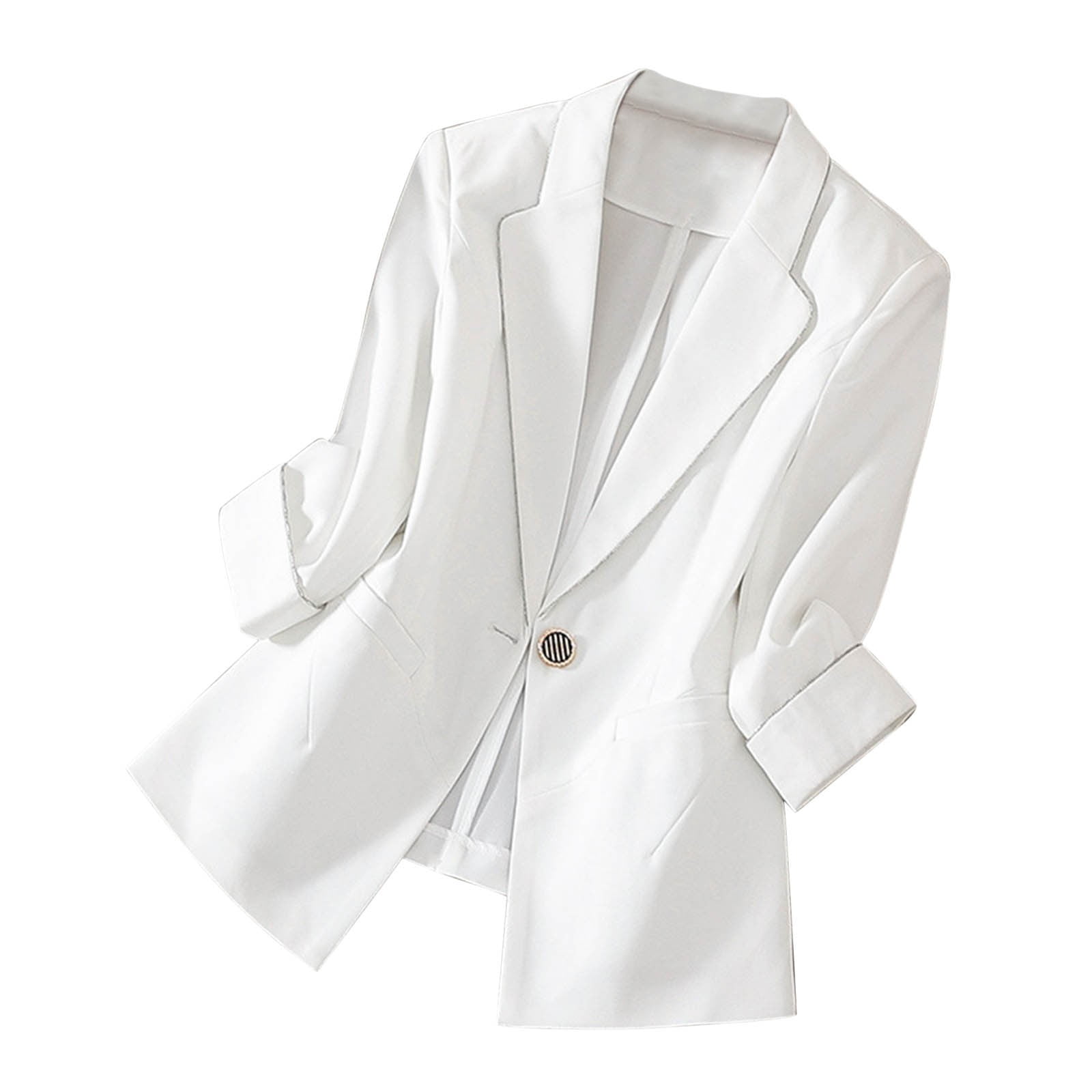 White Ladies Turtleneck Spandex Jacket Blazers Outfits for Juniors Long ...