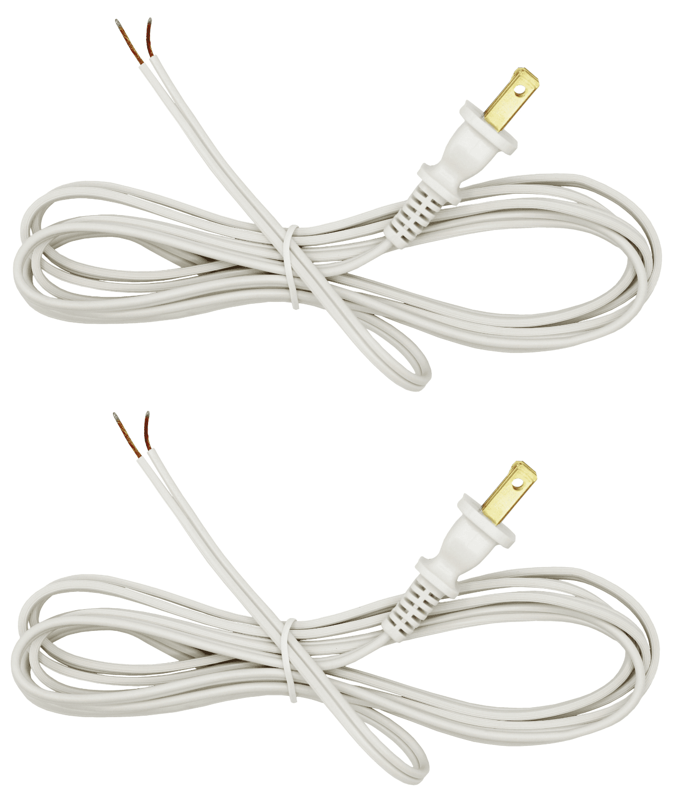 White Lamp Cord, 8 Foot Long Replacement Repair Part, 18/2 SPT-1 Wire ...
