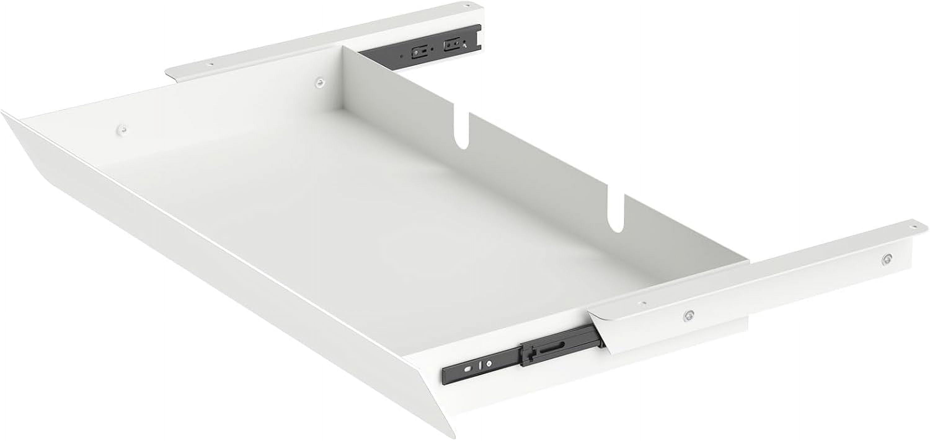 White Large Under Desk Mounted Sliding Drawer with 2 Cable Hole and 60 ...