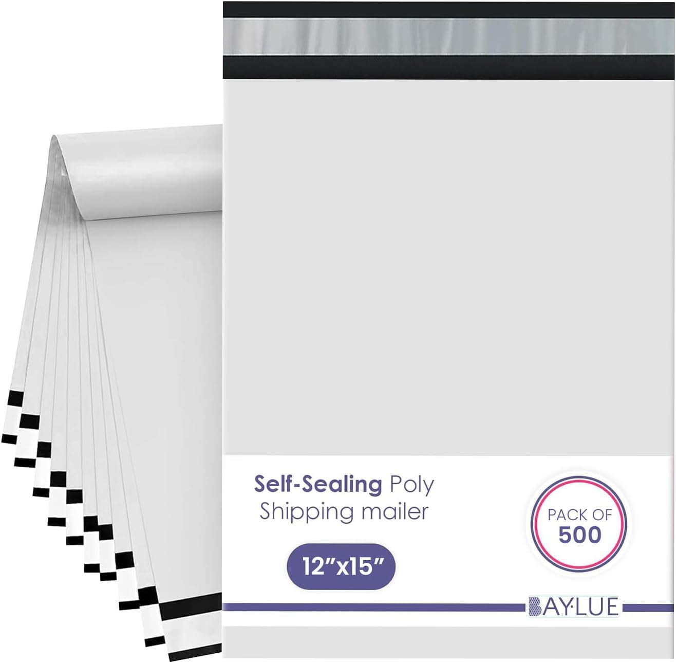 White Large Poly Mailers 12x15.5 Inch | Strong Adhesive Self-Seal ...