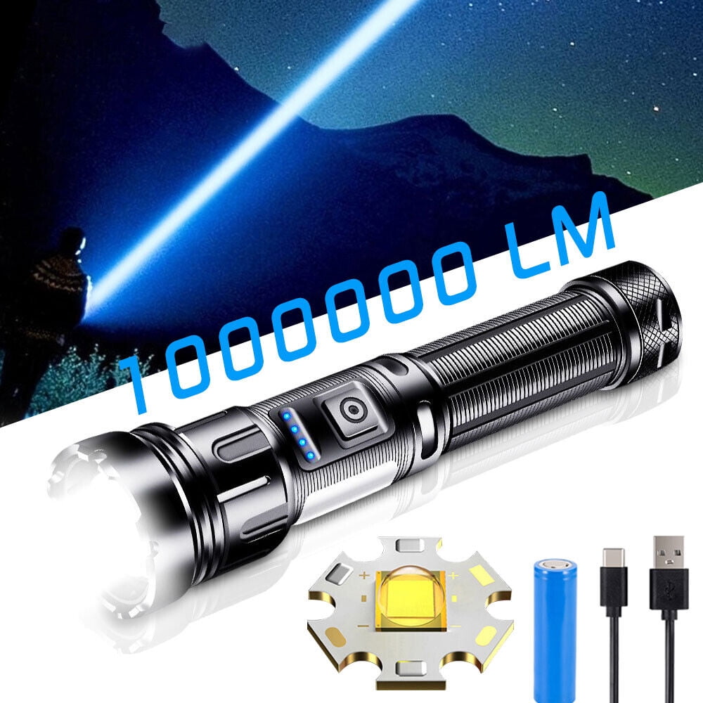 Rechargeable 1000000LM LED Outdoor Flashlight, Super Bright, Long-Range ...