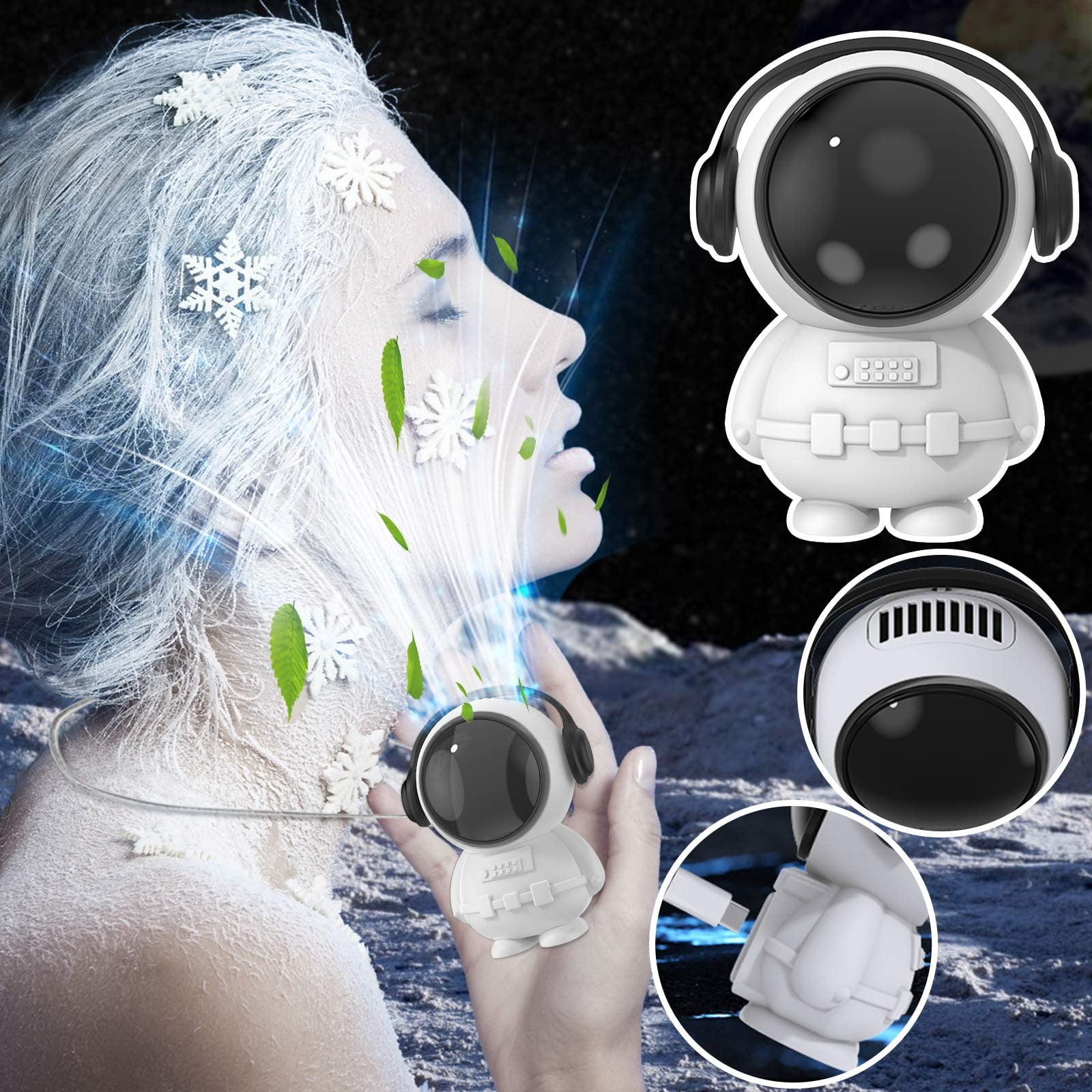 White Learless Fan Handheld Mini Student Fan Neck Hanging Cooling ...