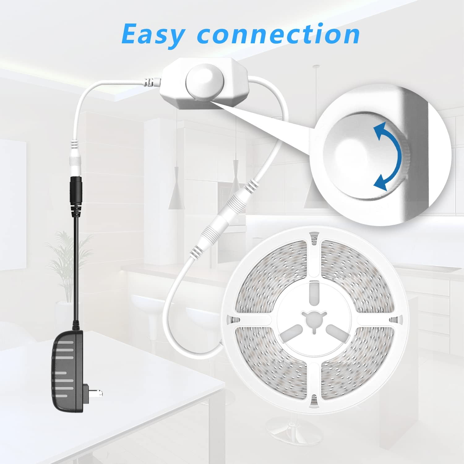 White Led Strip Lights , 25Ft Dimmable 6500K Daylight White Led Light ...