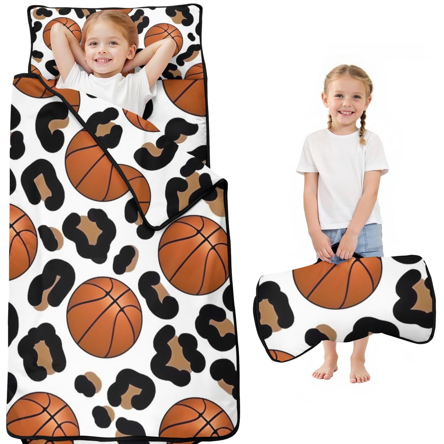 White Leopard Basketballs Pattern Toddler Nap Mats for Kids Preschool ...