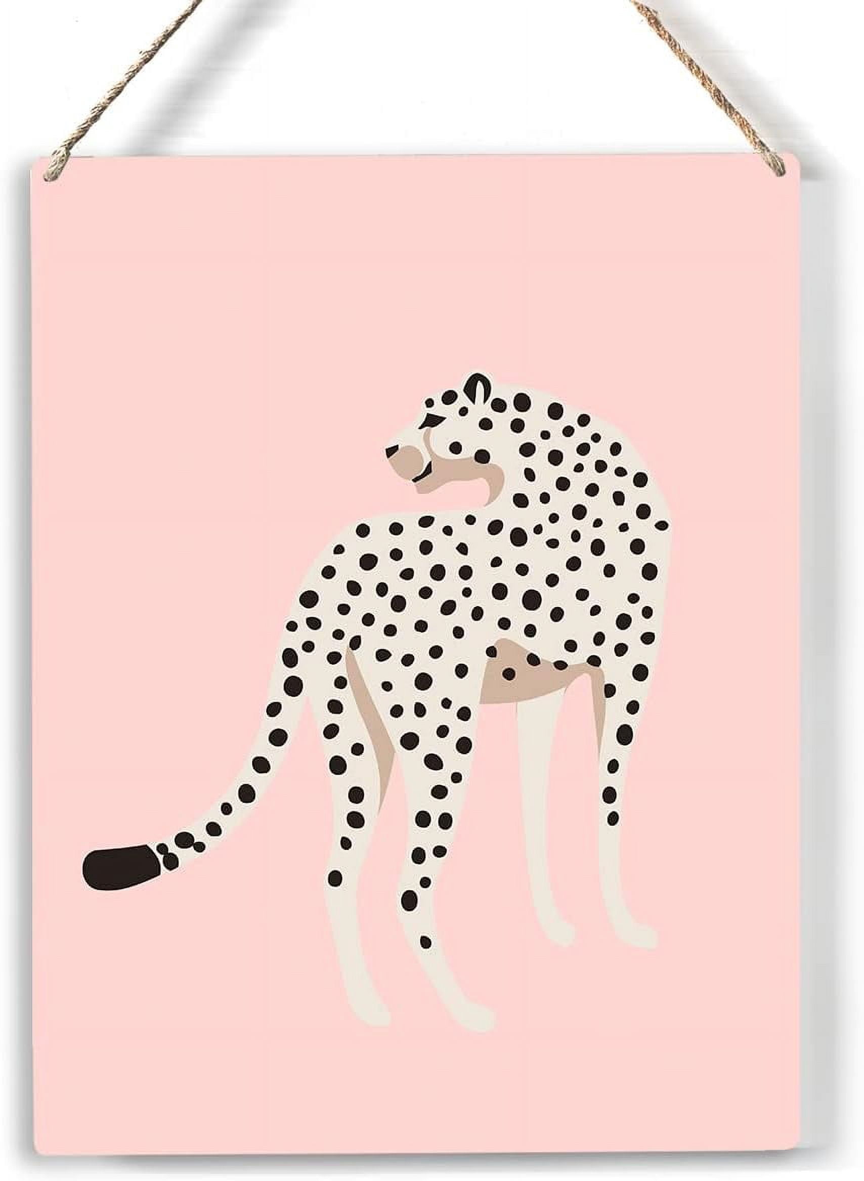 White Leopard Wood Sign Leopard Wooden Signs Rustic Hanging Plaque Home ...