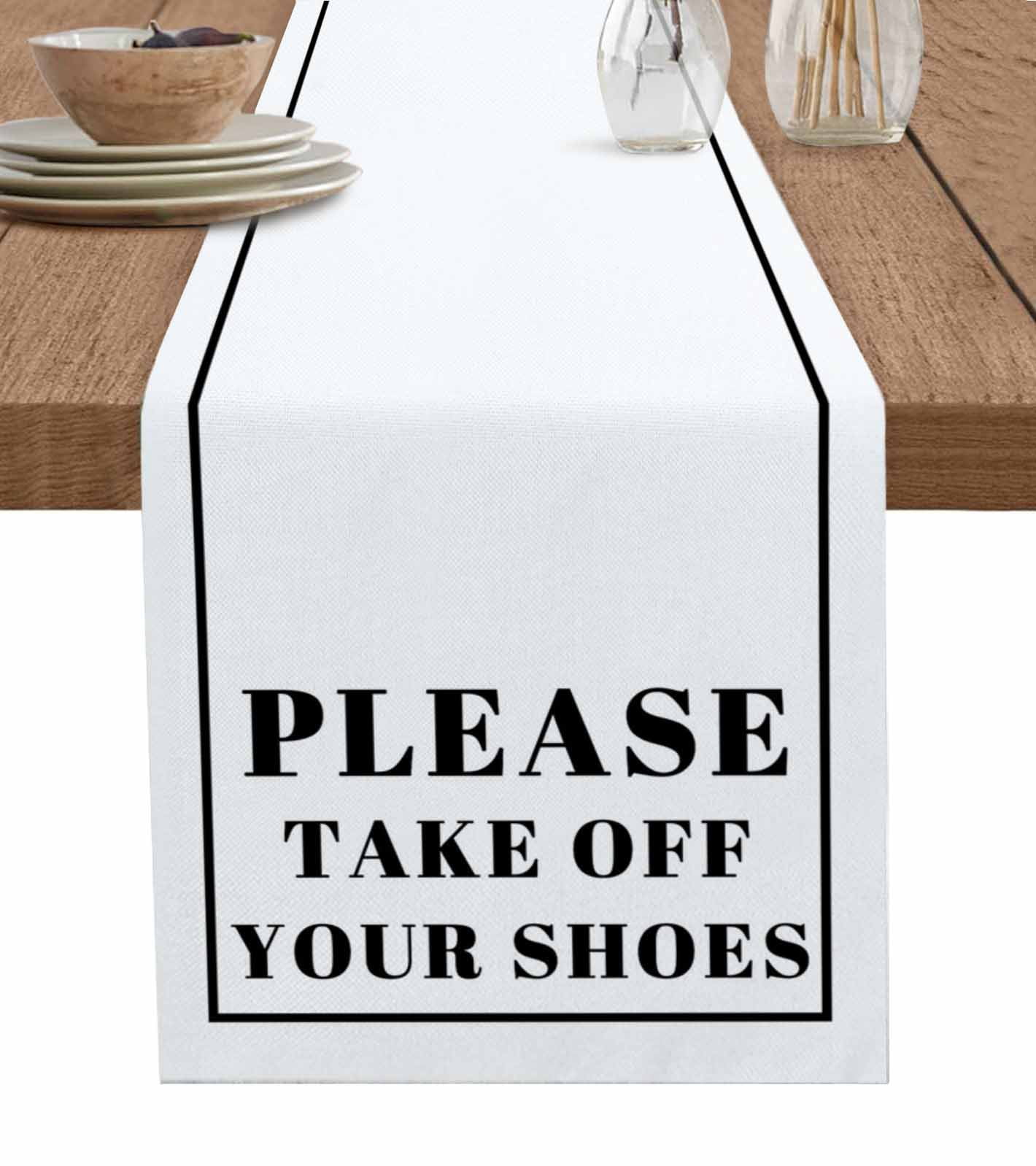 White Letter Table Runner 72 Inches, Modern Minimalist White Text ...