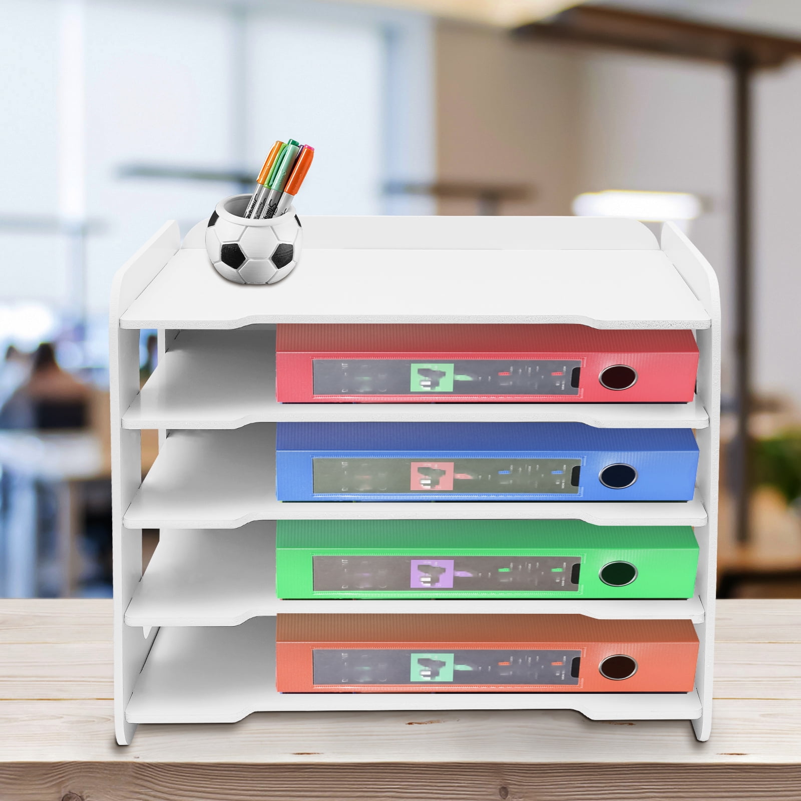 White Letter Tray Organizer with Mortise and Tenon Construction, 5 ...