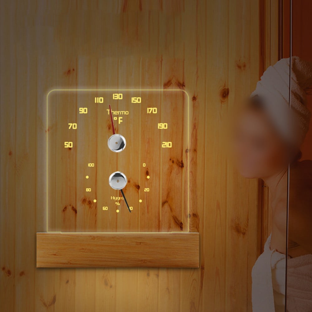 White Light Sauna Room Fahrenheit Thermometer Hygrometer Wall Mounted ...