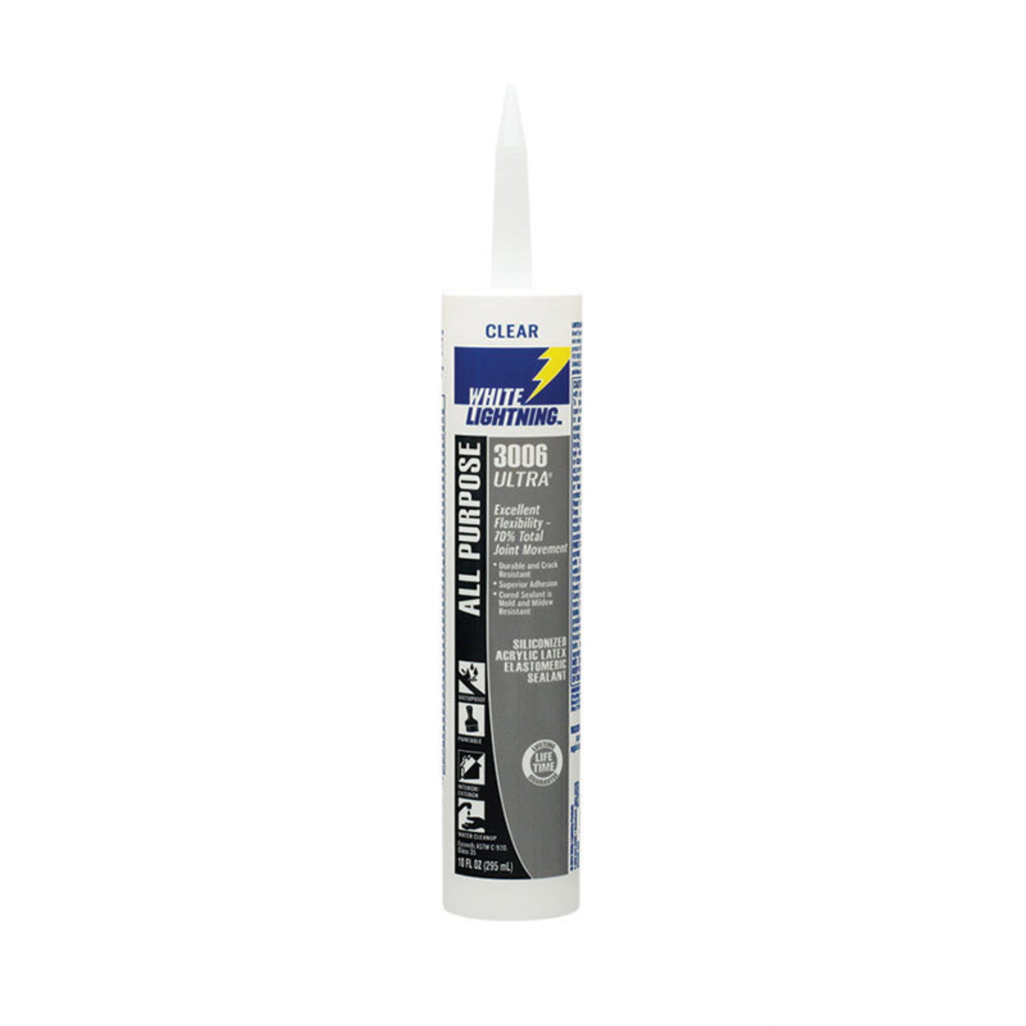 White Lightning 3006 Ultra Clear Siliconized Acrylic Latex Sealant 10 ...
