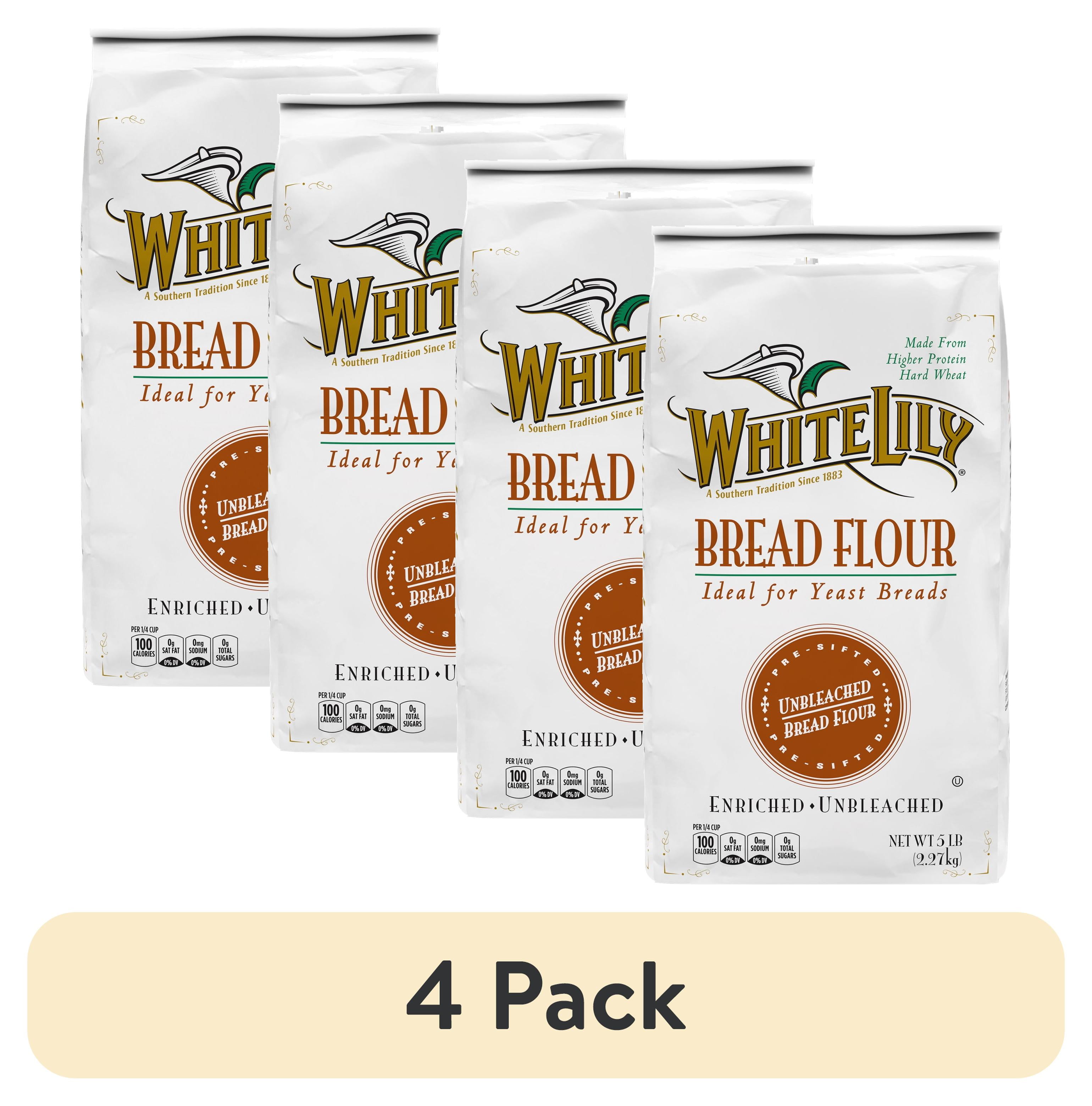 (4 pack) White Lily Unbleached Bread Flour, 5 lb - Walmart.com