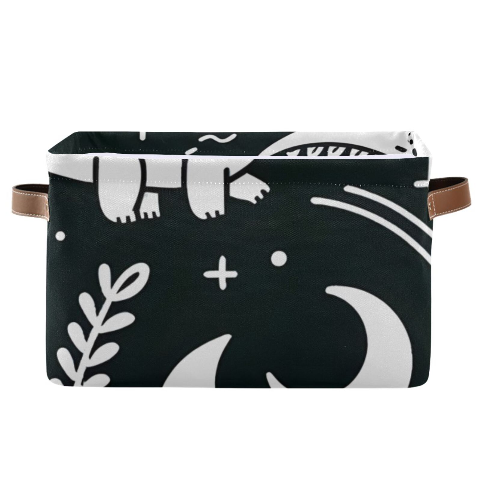 White Line Dinosaurs Leaves Storage Bins Baskets With Handles Storage ...