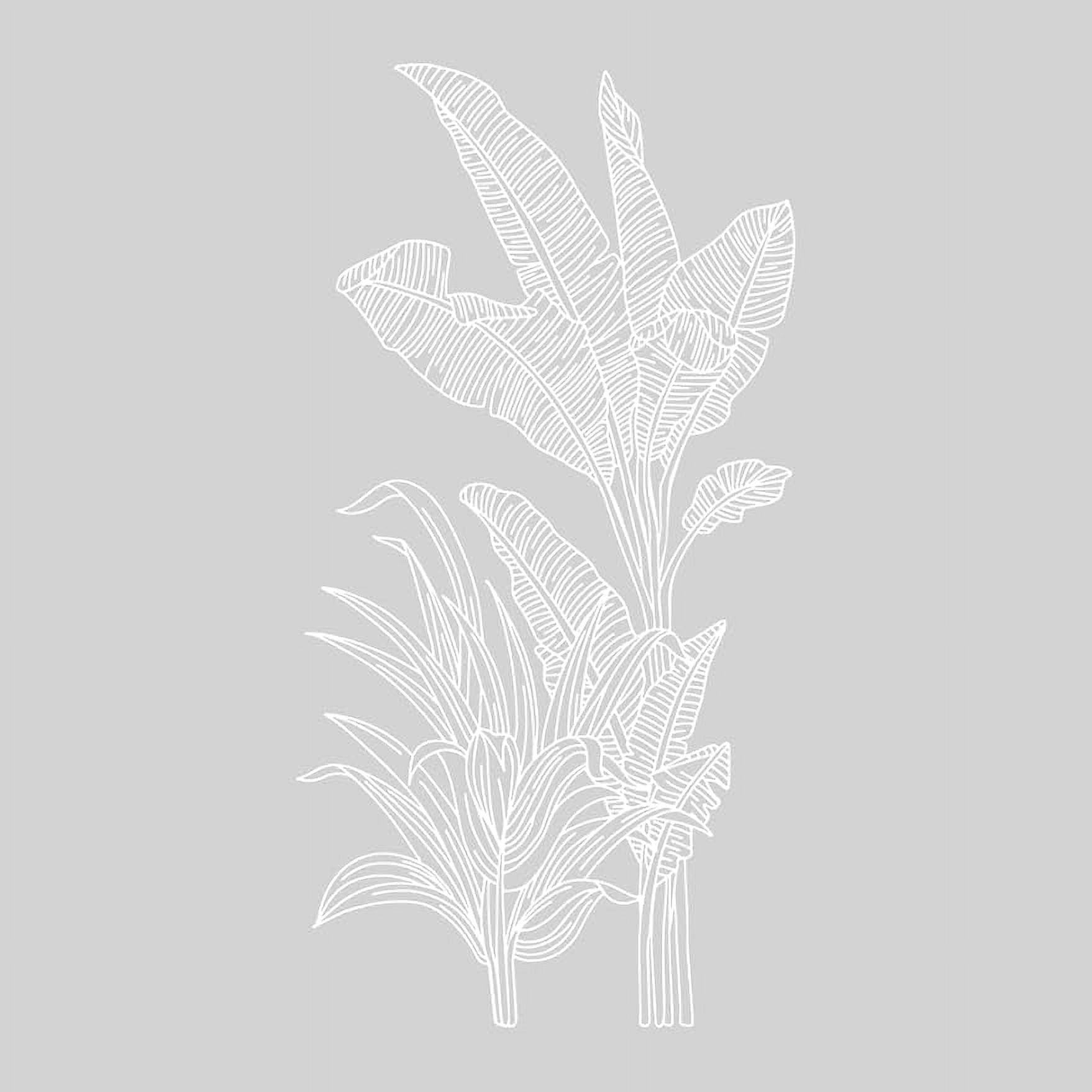 White Lined Planets Wall Decals Tropical Plants Wall Stickers Monstera ...