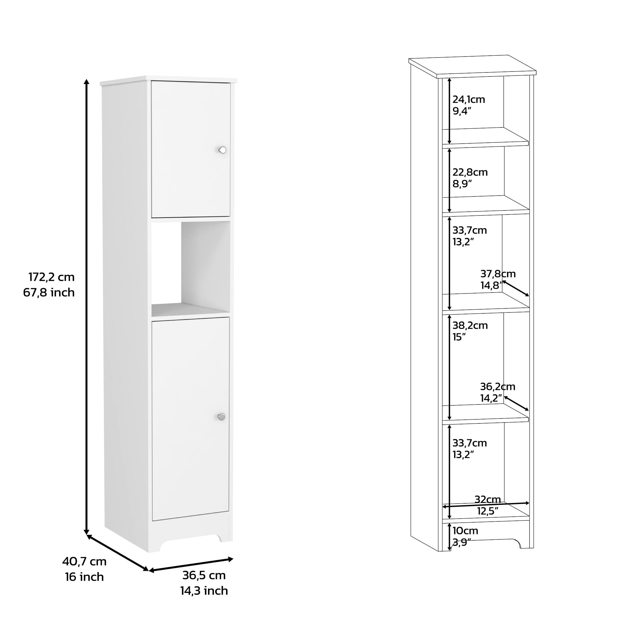 White Linen Cabinet With Four Shelves And Versatile Use Compact Form ...